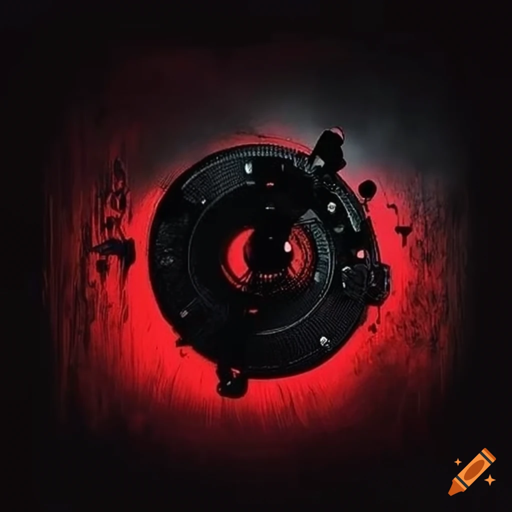 Black and red techno punk rock album cover on Craiyon