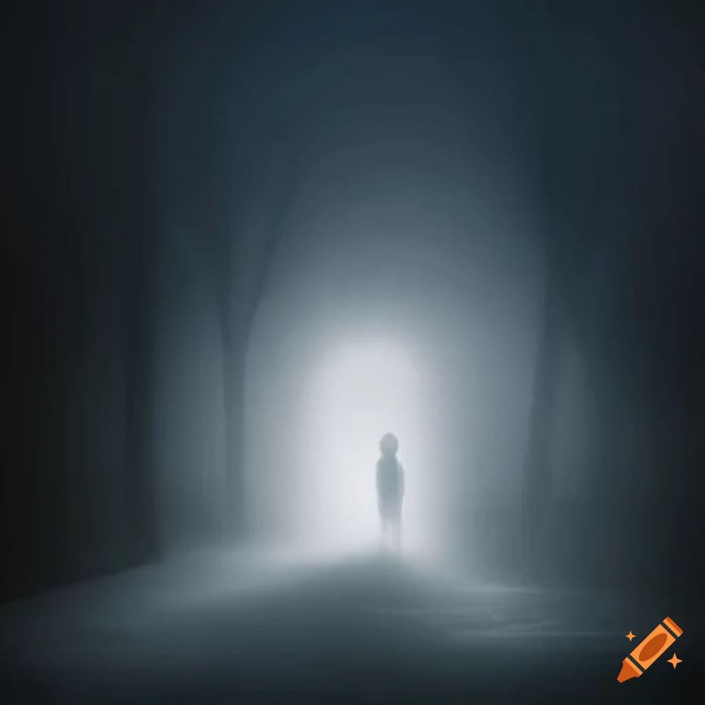 Illustration of a mysterious man in a white mist on Craiyon