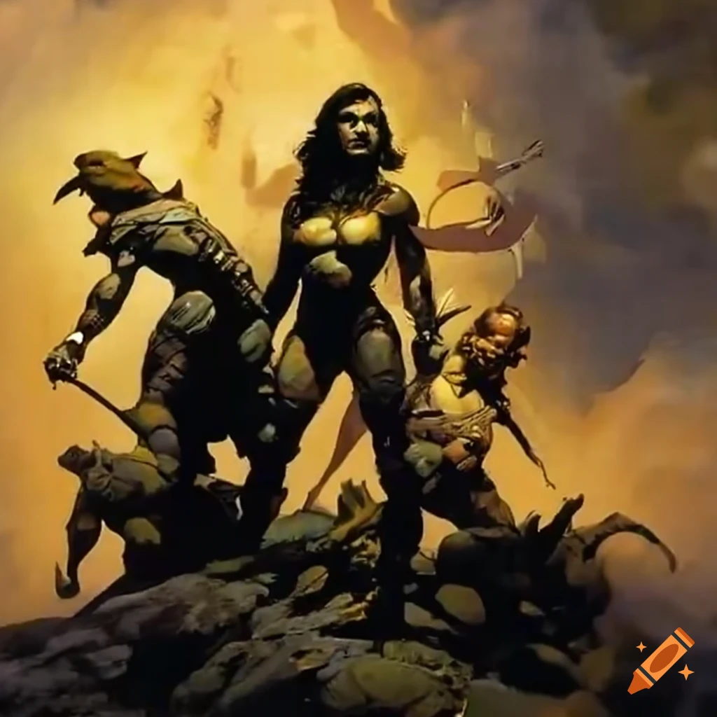 Compositional Layout Sketches Of Female Characters By Frank Frazetta On Craiyon