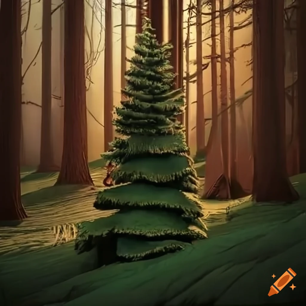 Close-up of pine trees on Craiyon