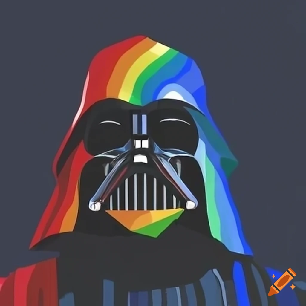 Darth Vader promoting LGBT rights with rainbow colors on Craiyon