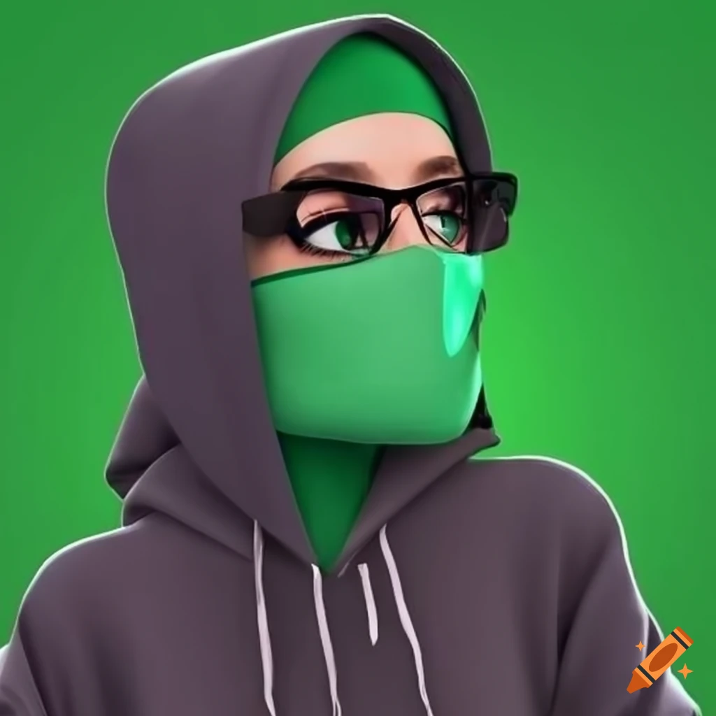 3D illustration of a girl wearing a green hoodie with the name 'Izaty ...