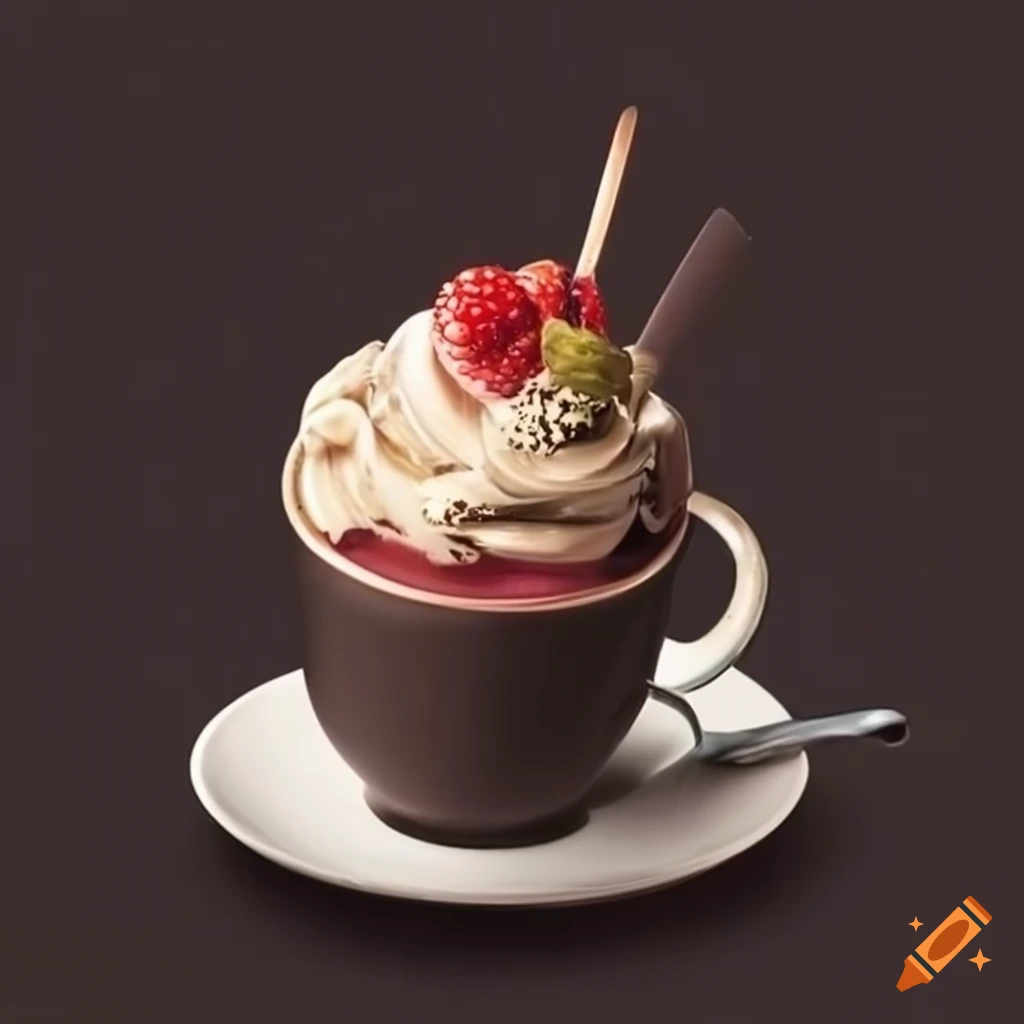 Realistic dessert in a tea cup