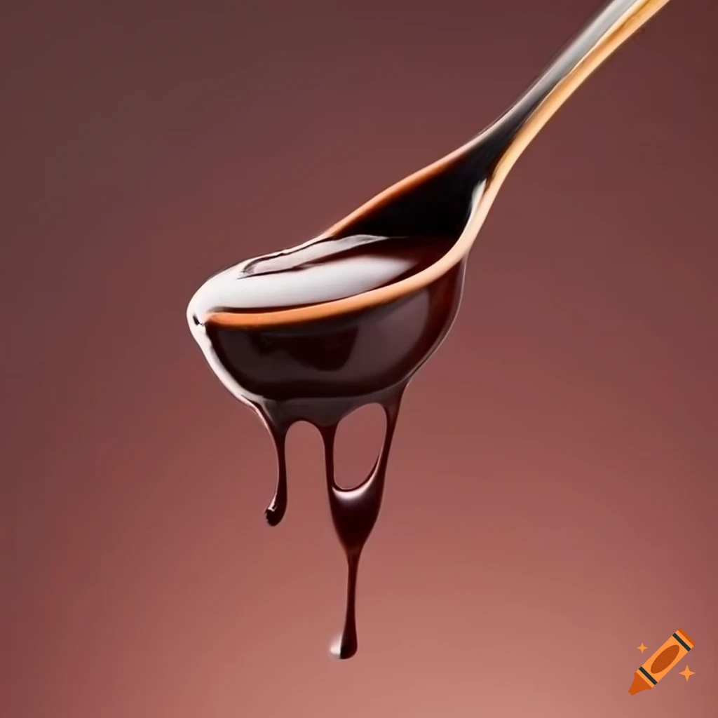 Chocolate syrup being poured with a ladle on Craiyon