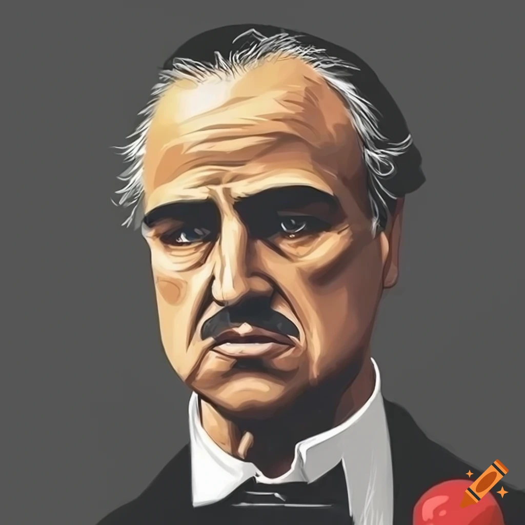Cartoon depiction of the godfather on Craiyon