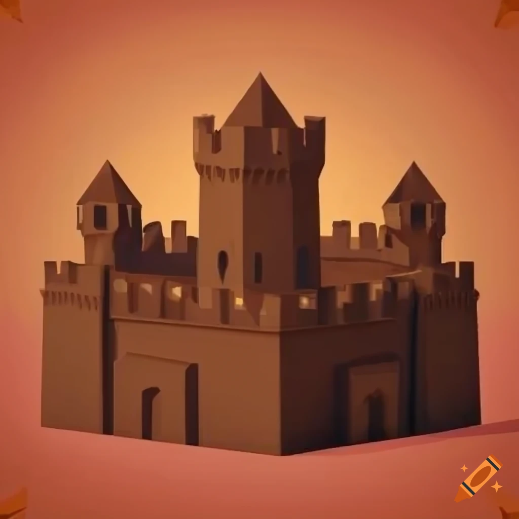 Low poly brown castle icon on Craiyon