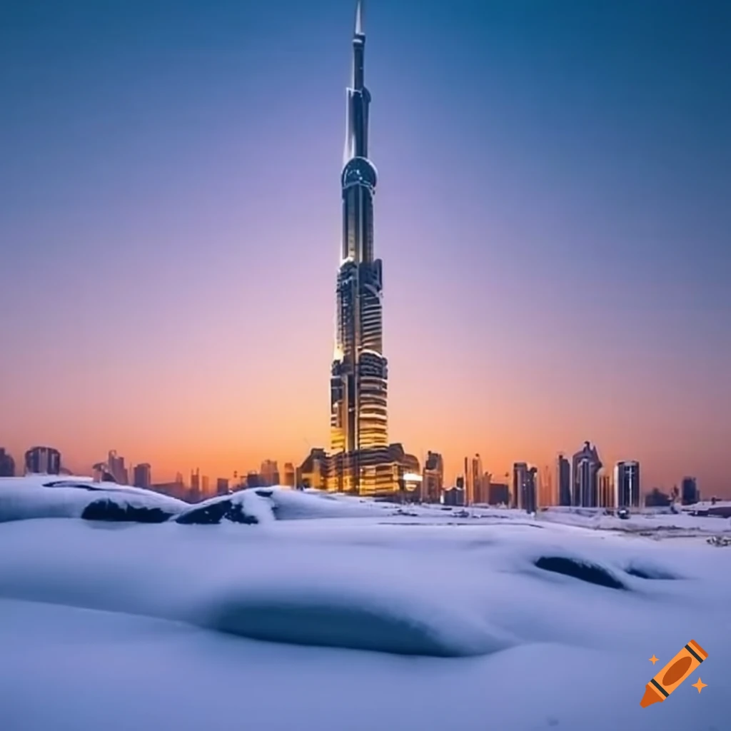 Realistic photo of Dubai covered in snow on Craiyon