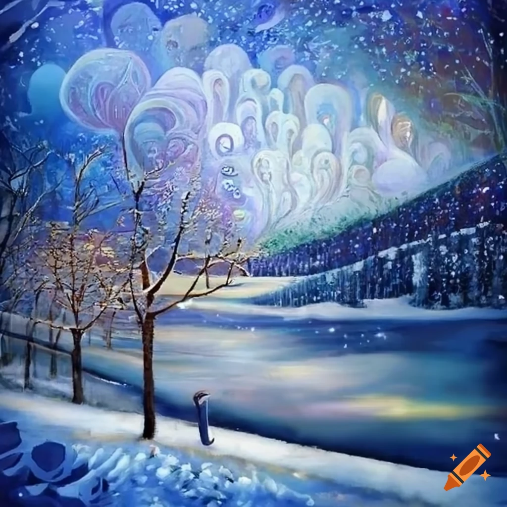 Winter scenes inspired by klimt's style on Craiyon