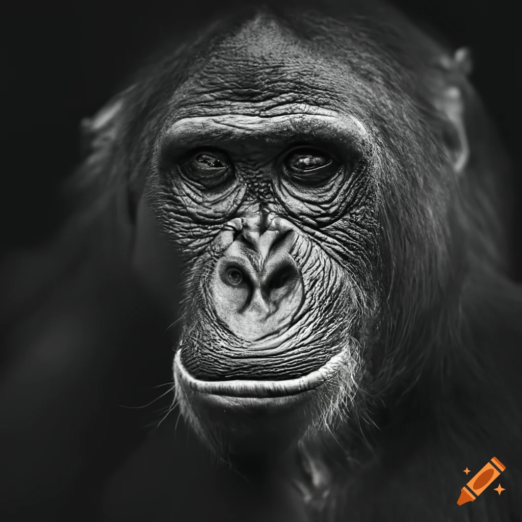 Close-up of a bonobo's head on Craiyon