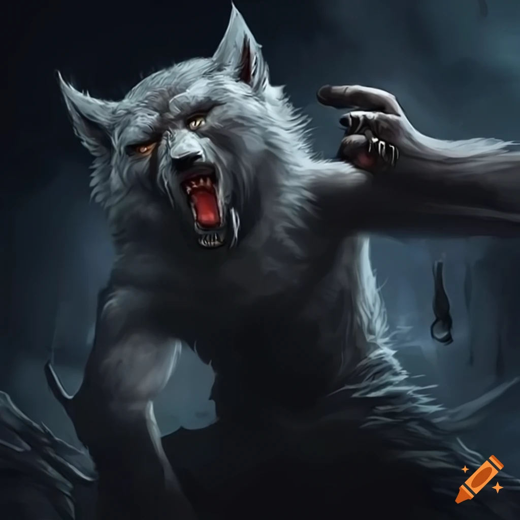 Image of a werewolf walking a dog on Craiyon