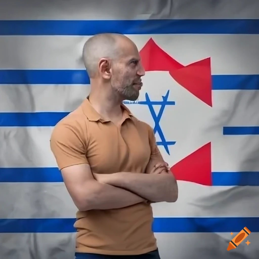 Portrait of a man with israel's flag in the background