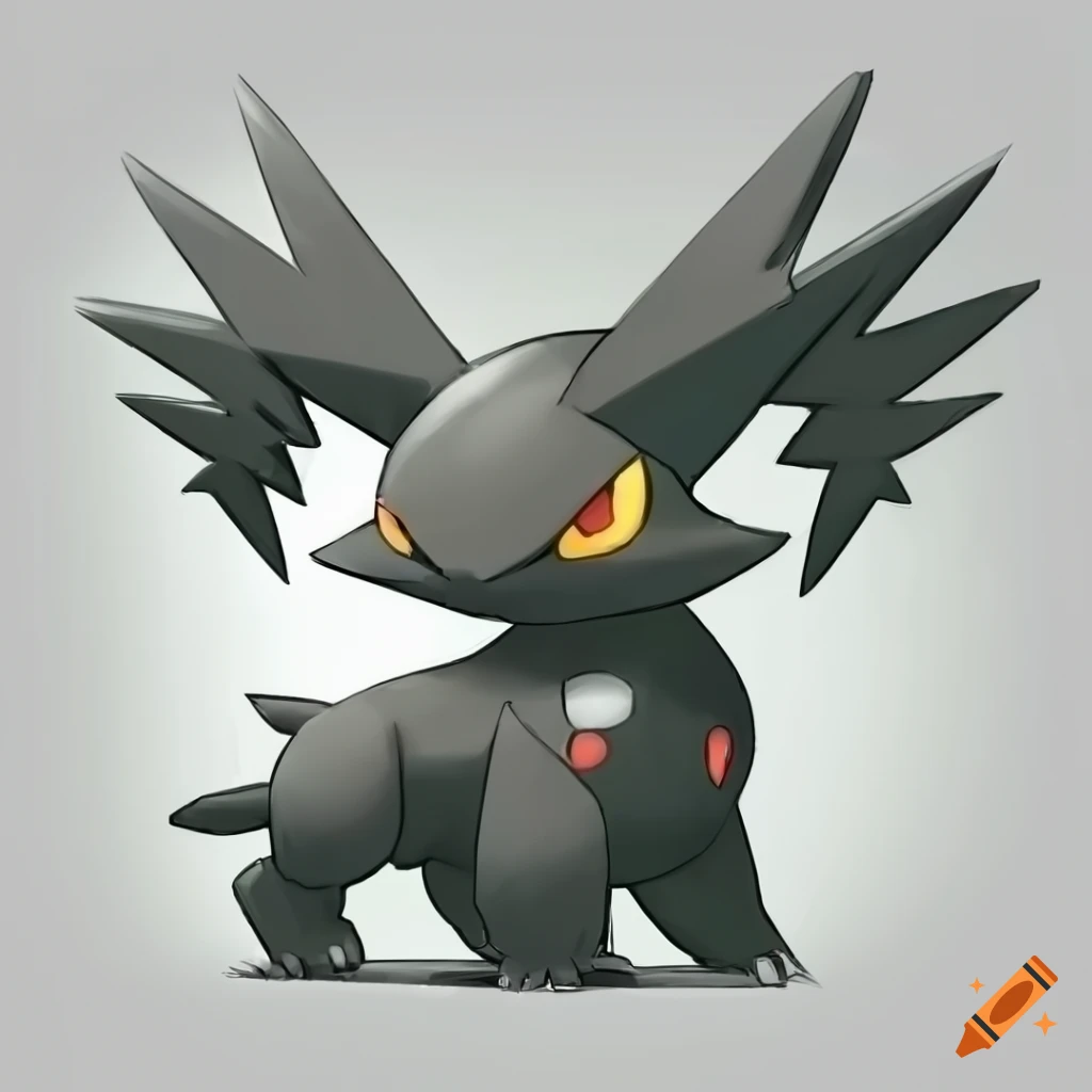 Gray steel pokémon with red eyes on Craiyon