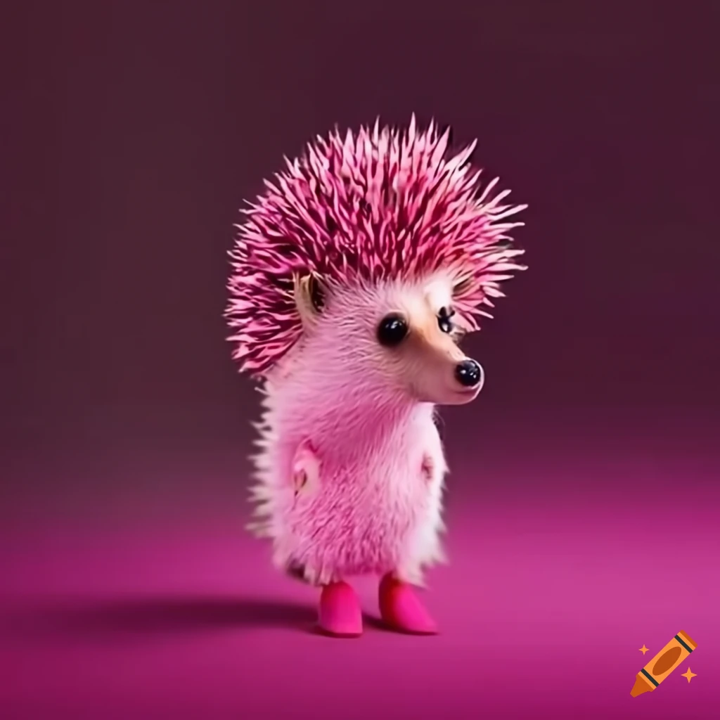 Fashionable hedgehog wearing pink boots in miami
