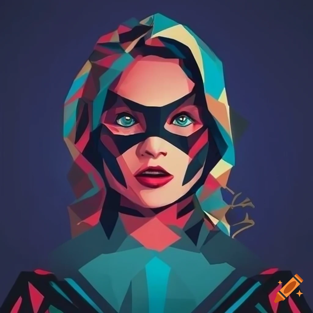 Portrait of a retro-style masked hero girl with lightning powers on Craiyon