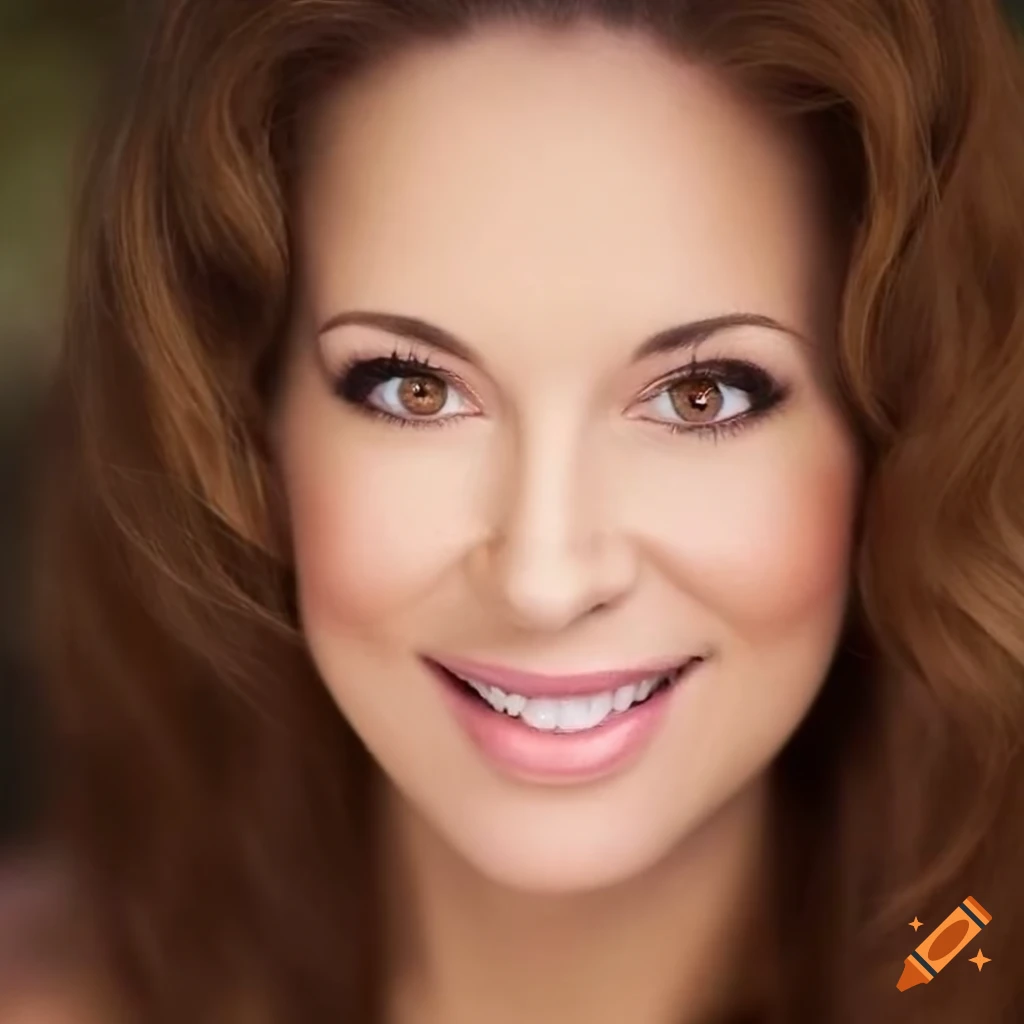 Closeup of nina radcliff's face on bright background