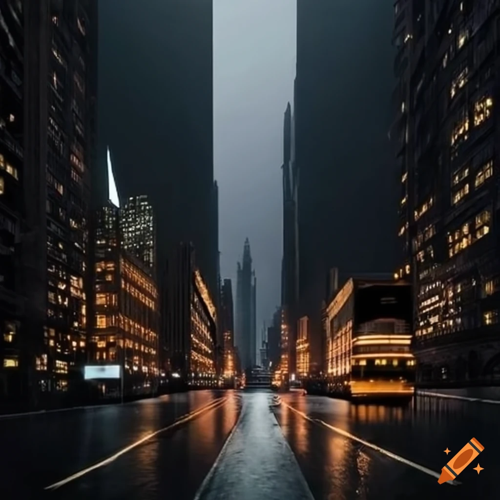 Dark and eerie night cityscape of new york on Craiyon