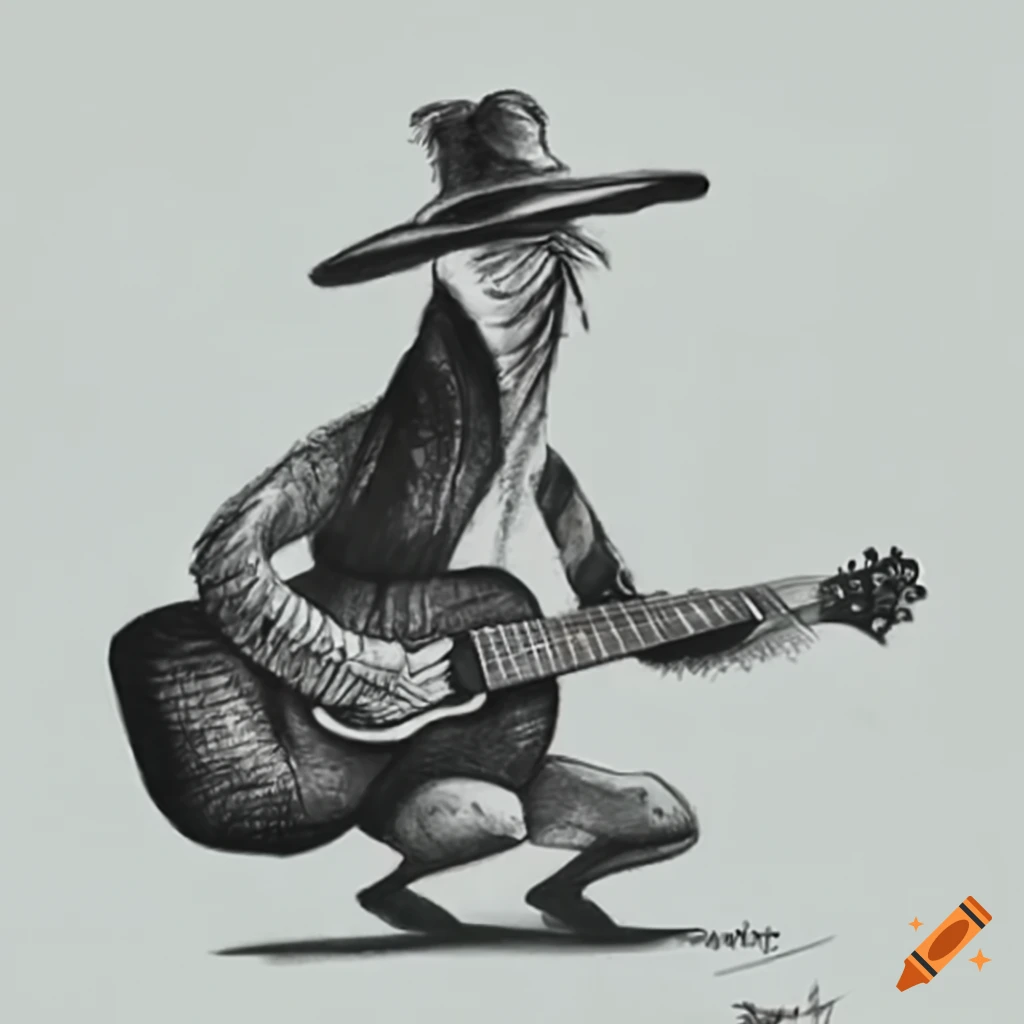 Funny image of a turkey playing guitar