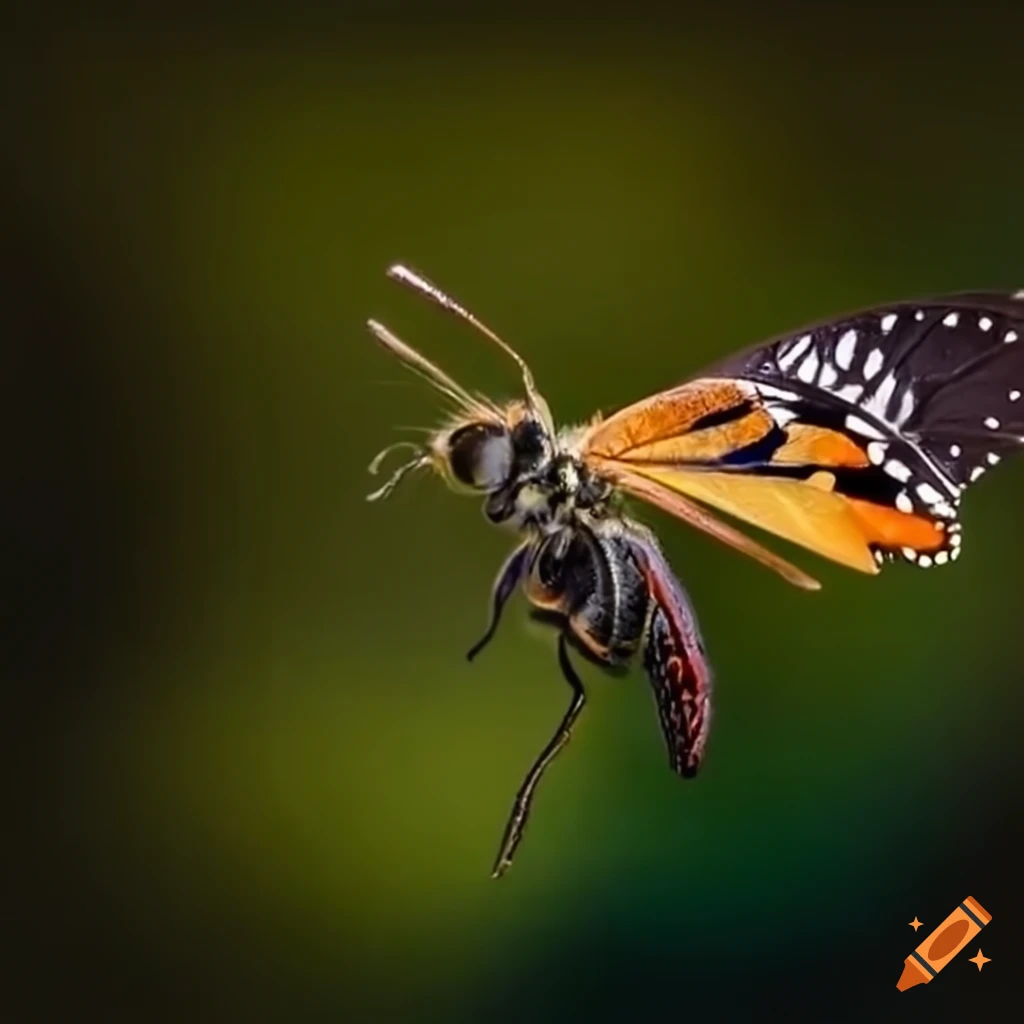 Epic battle between a butterfly and a wasp
