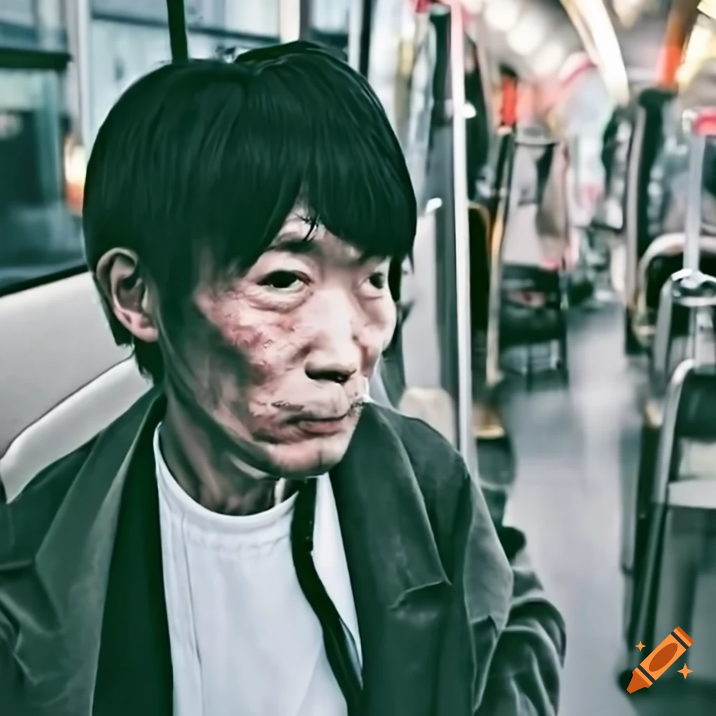 Realistic artwork of a skinny japanese bus driver on Craiyon