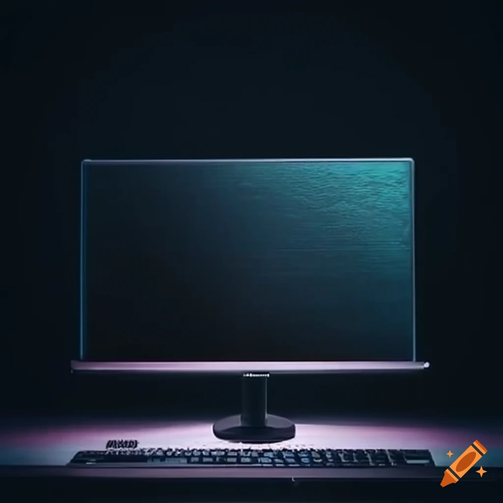 Desktop computer on a white background on Craiyon