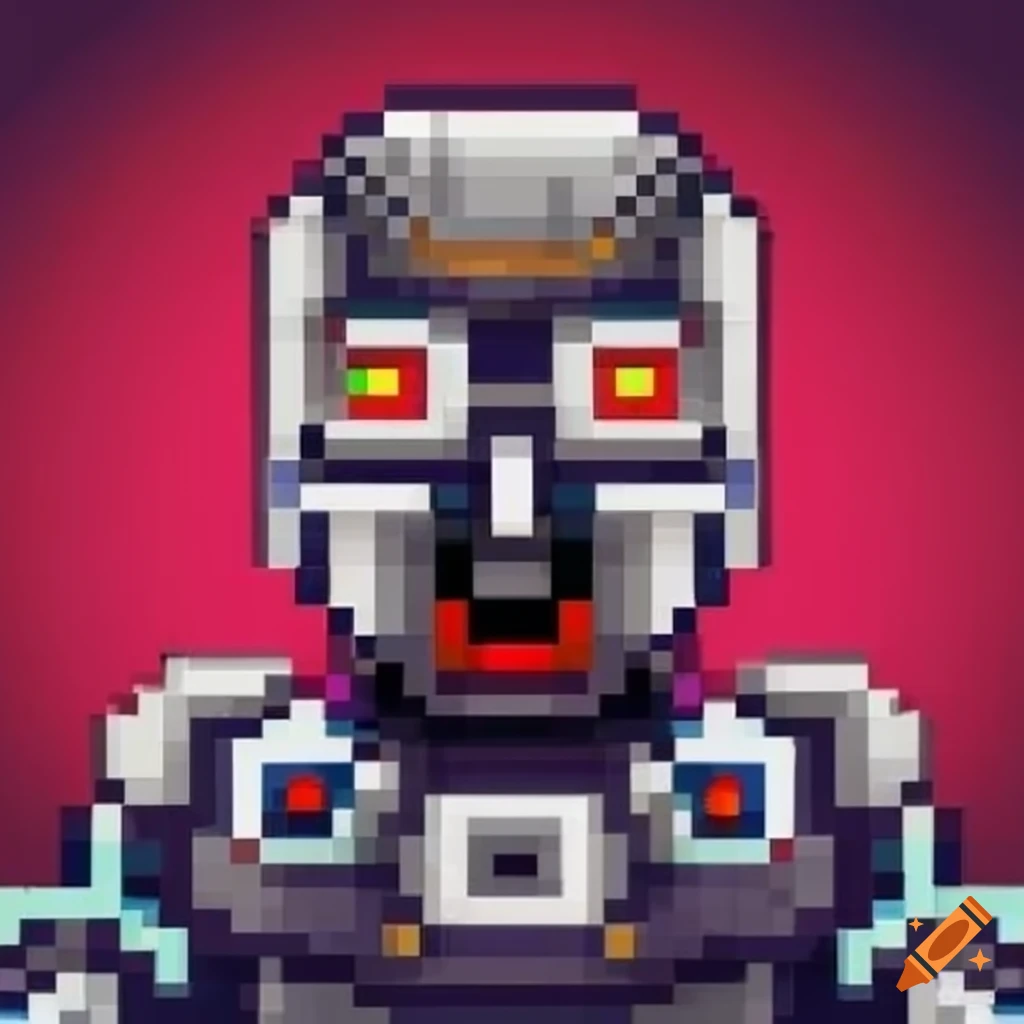 Close up portrait of a female rogue in pixelated 1990s video game ...