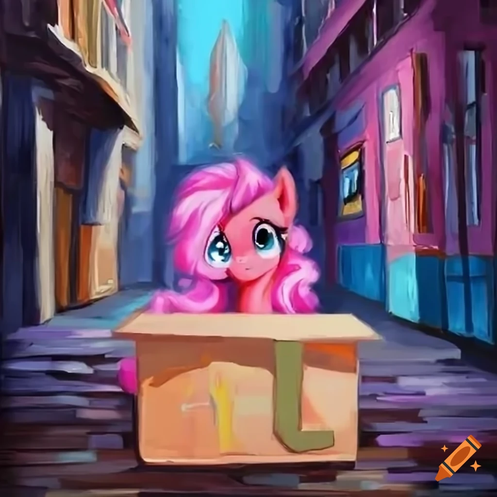 Cartoon image of a pony hiding in a box