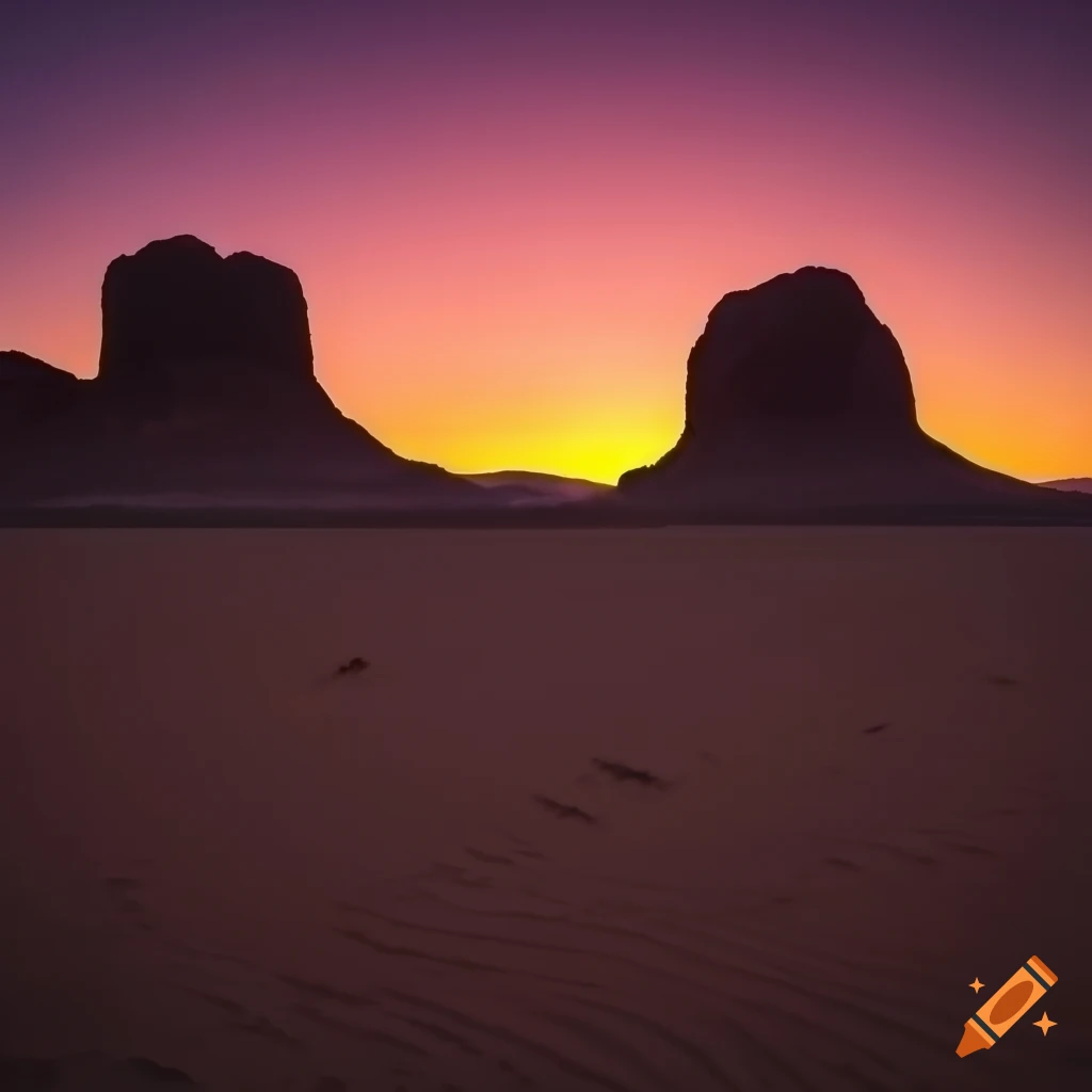 Stunning desert landscape at dusk on Craiyon