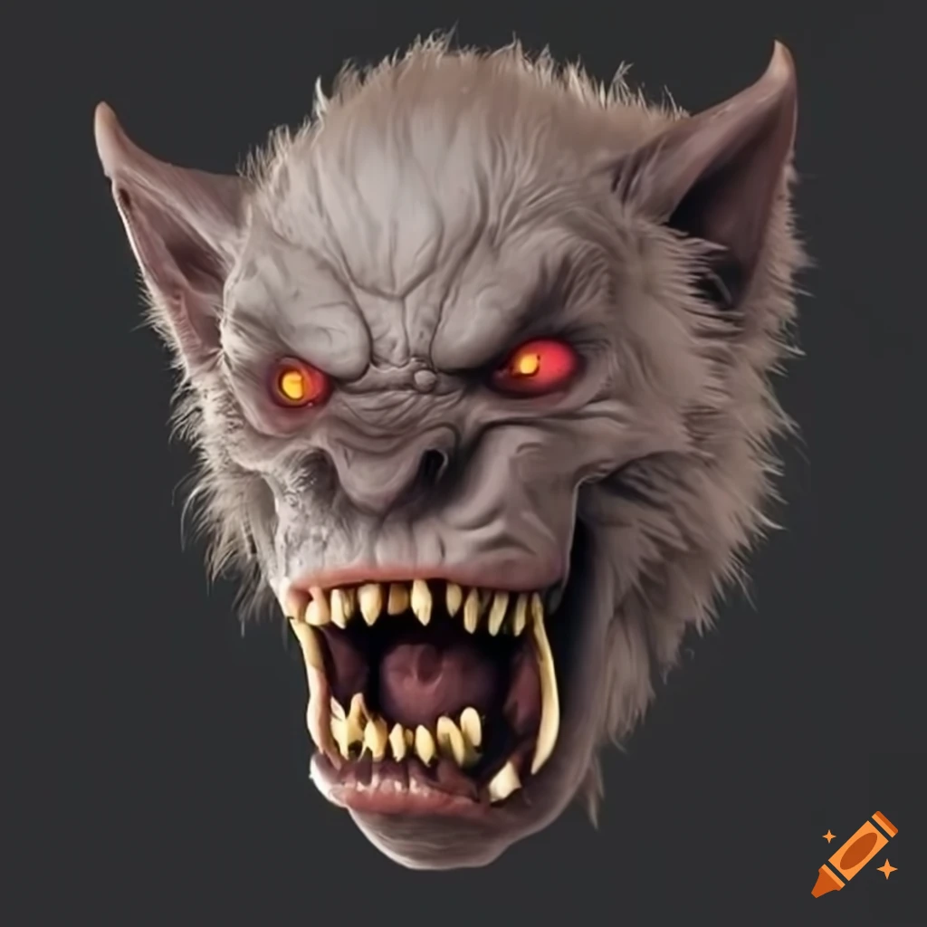 Werewolf monster head on Craiyon