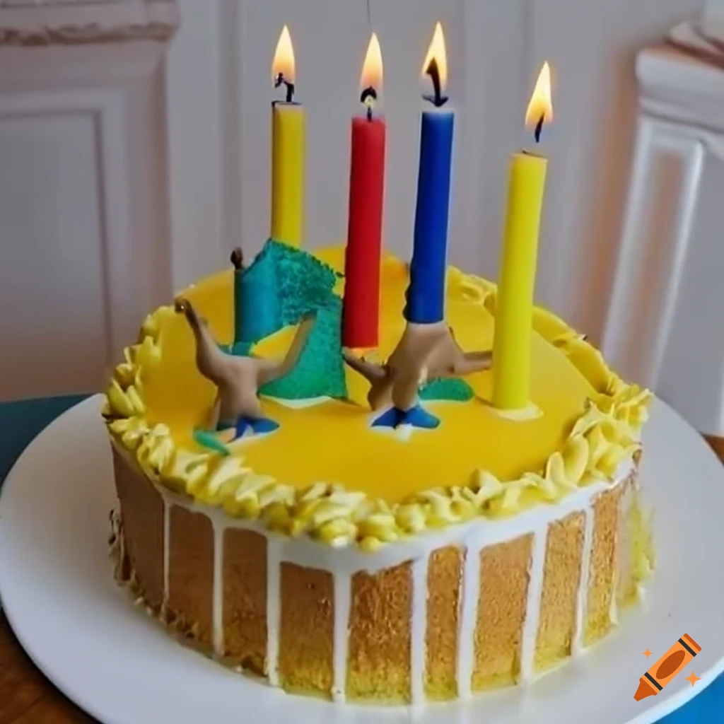Birthday cake shaped like Romania with animals around on Craiyon