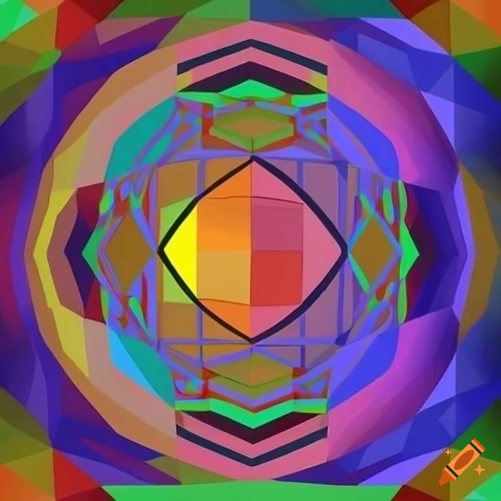 Geometric surreal illusion artwork by Victor Vasarely on Craiyon