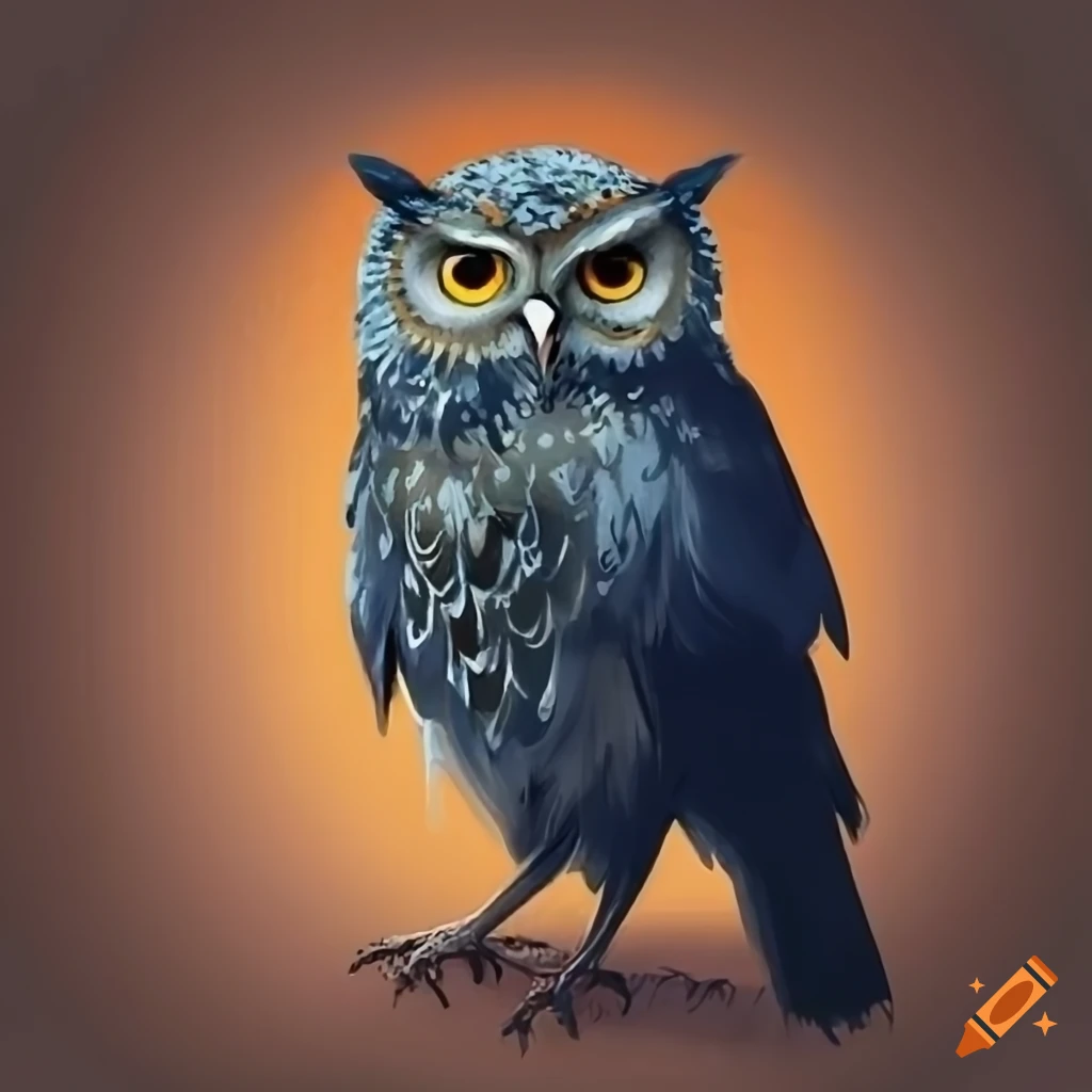 Mythical owl with a human body standing on Craiyon