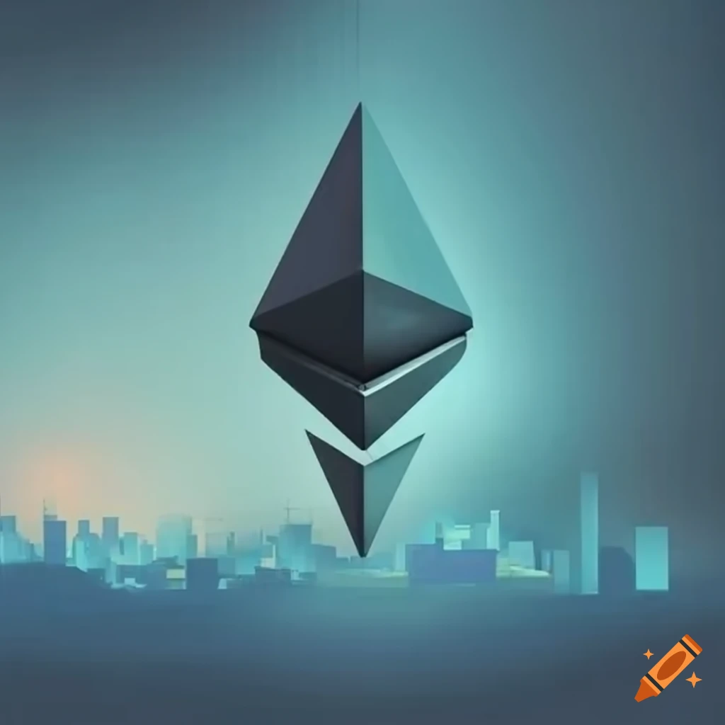 Ethereum logo over futuristic cityscape