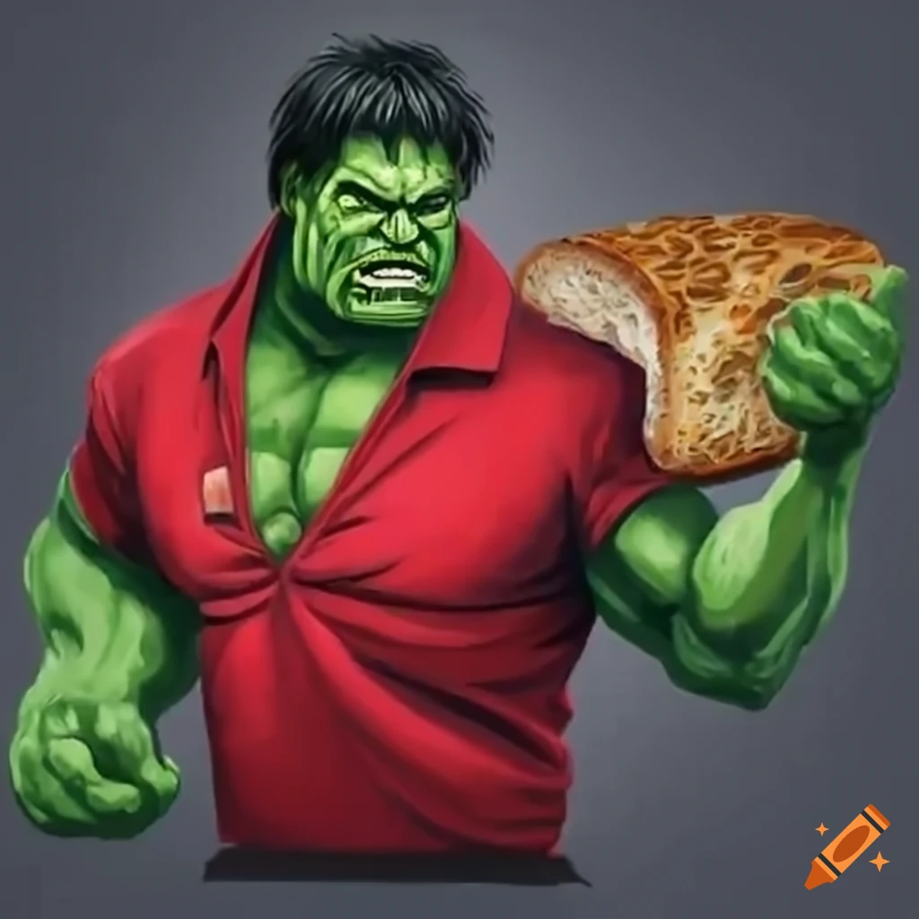 Hulk smashing bread with his power