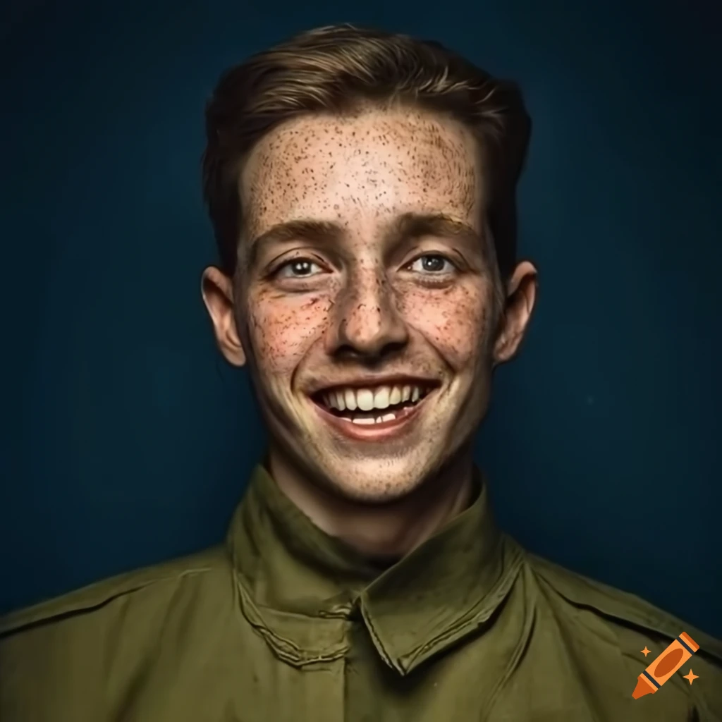 Portrait of a young man in army jacket on Craiyon