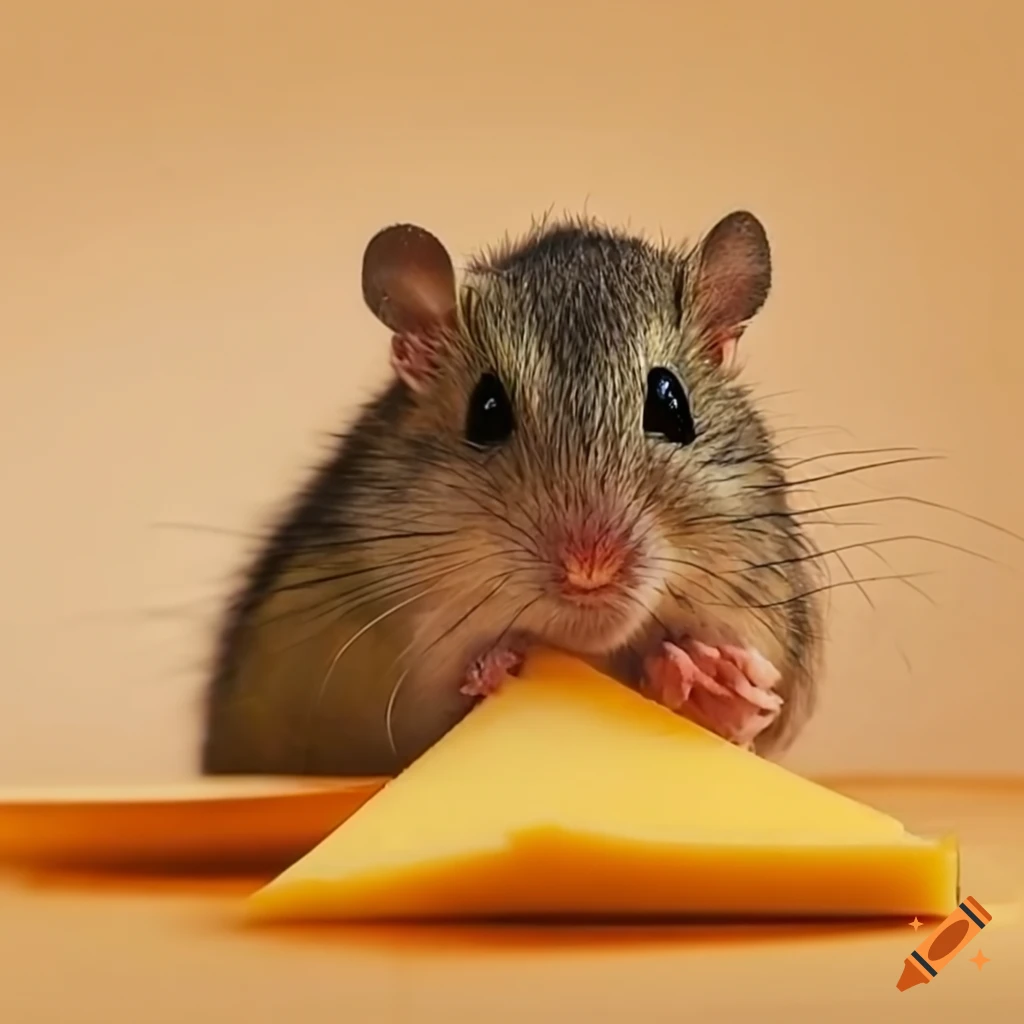 Gerbil rat with cheese