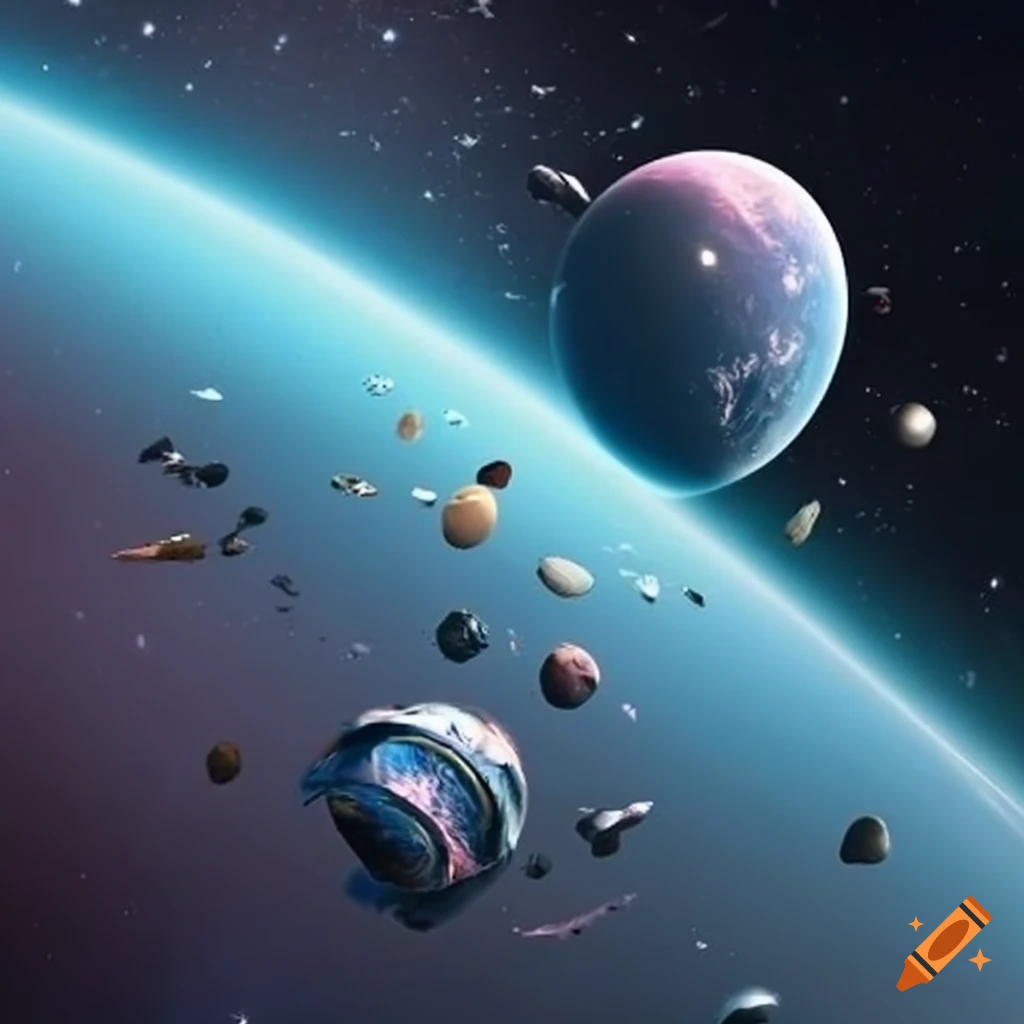 Image of a space filled with planets and alien lifeforms on Craiyon