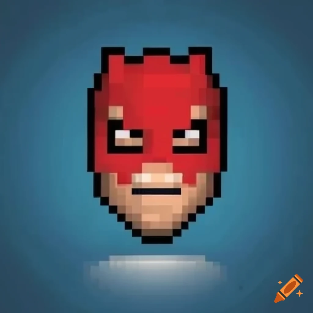 Pixelated logo of a masked female superhero on Craiyon