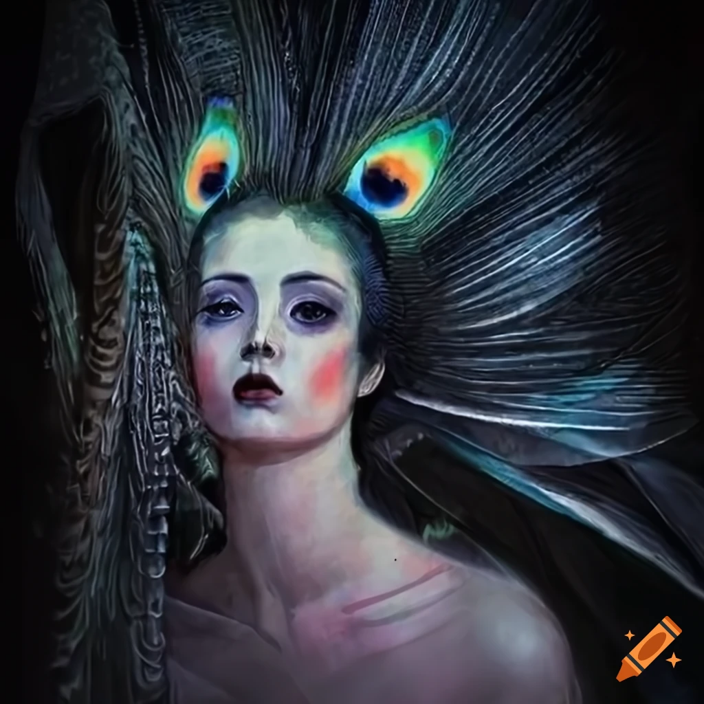 Image of a mystical Curandera and a Raven in a forest on Craiyon