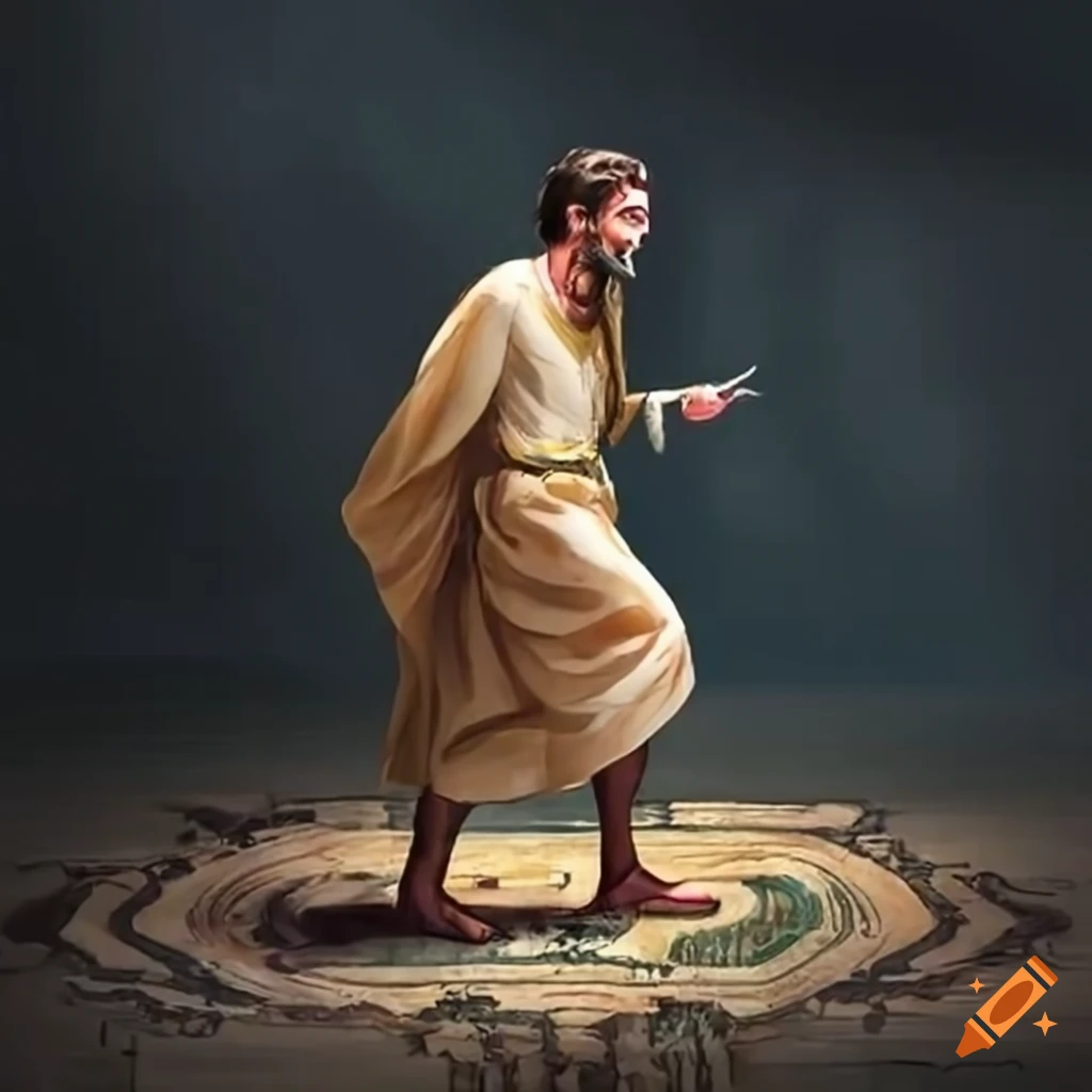 Satirical depiction of sam altman as moses walking on a carpet of ...