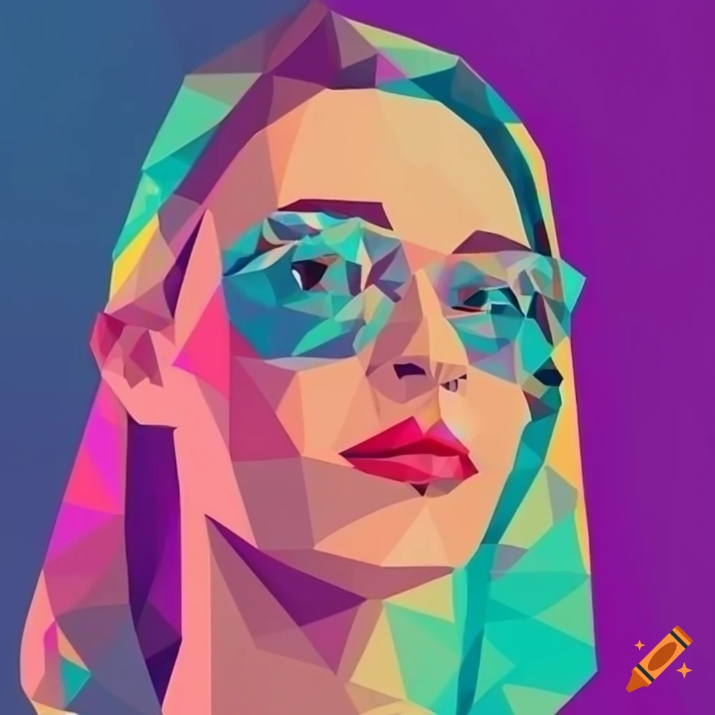 Polygon portrait of a girl with retro style on Craiyon