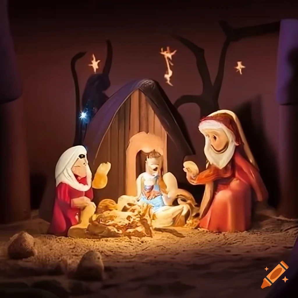 Modern nativity scene artwork on Craiyon