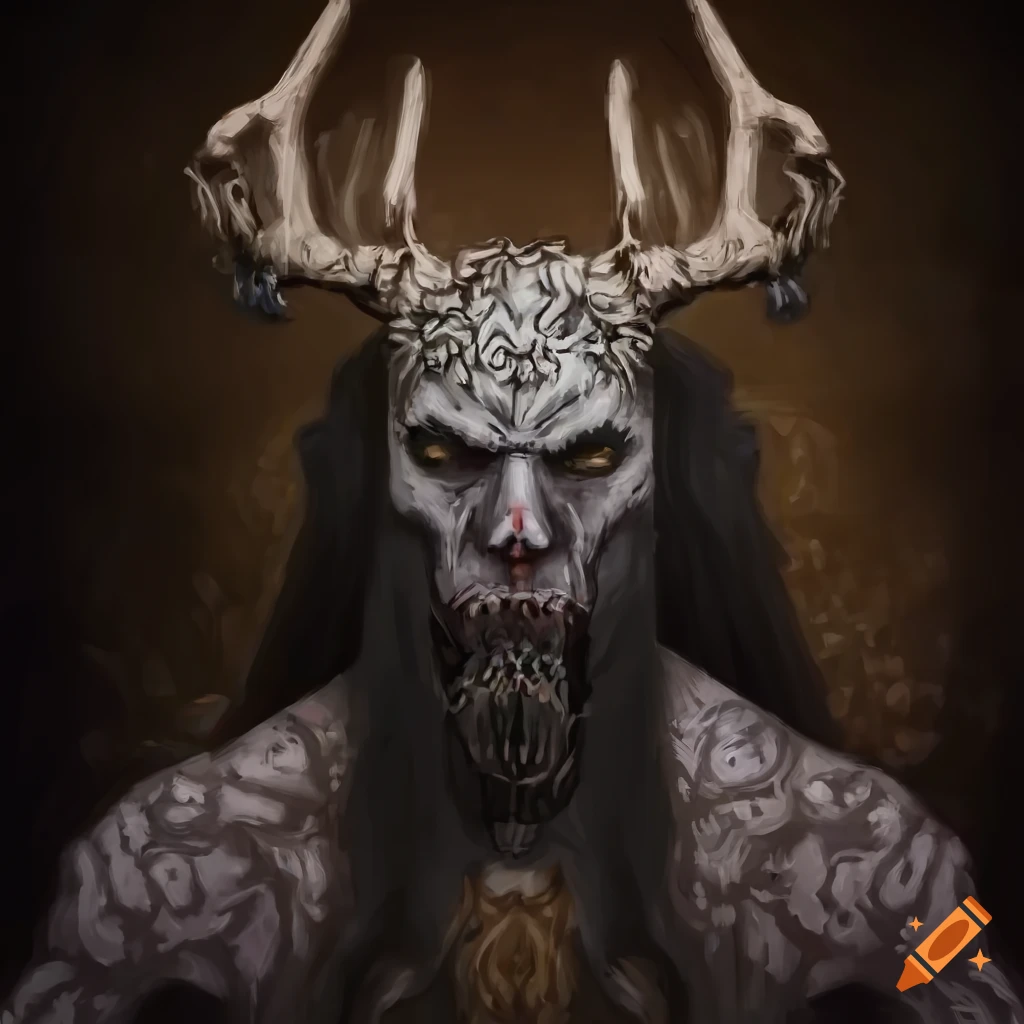Digital art of undead cernunnos on Craiyon