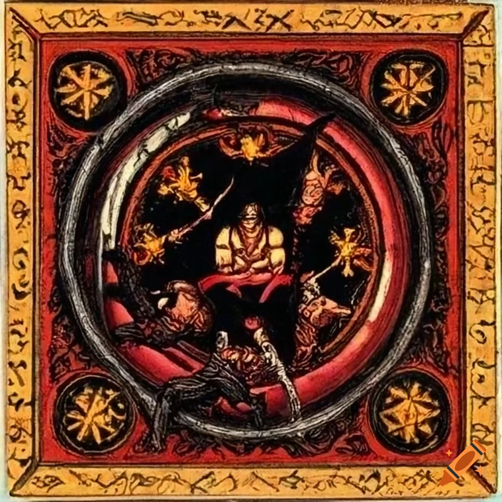 Image of The Devil and Four of Pentacles tarot cards - reversed on Craiyon