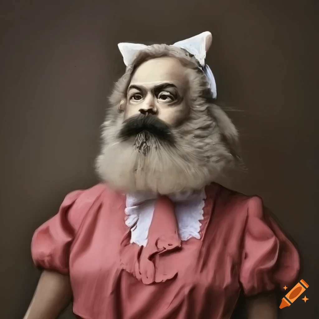 Portrait of karl marx in satirical attire