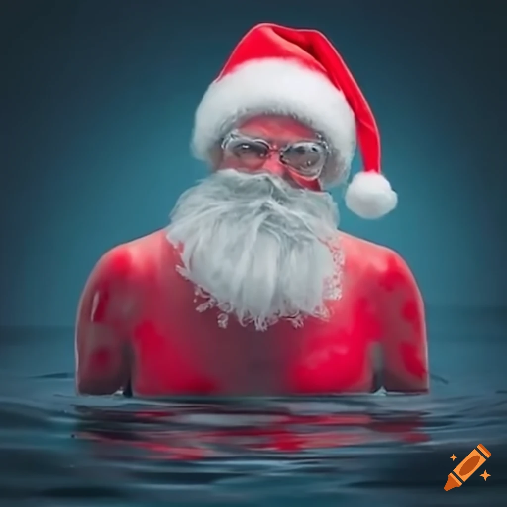 Floating santa claus hat on water