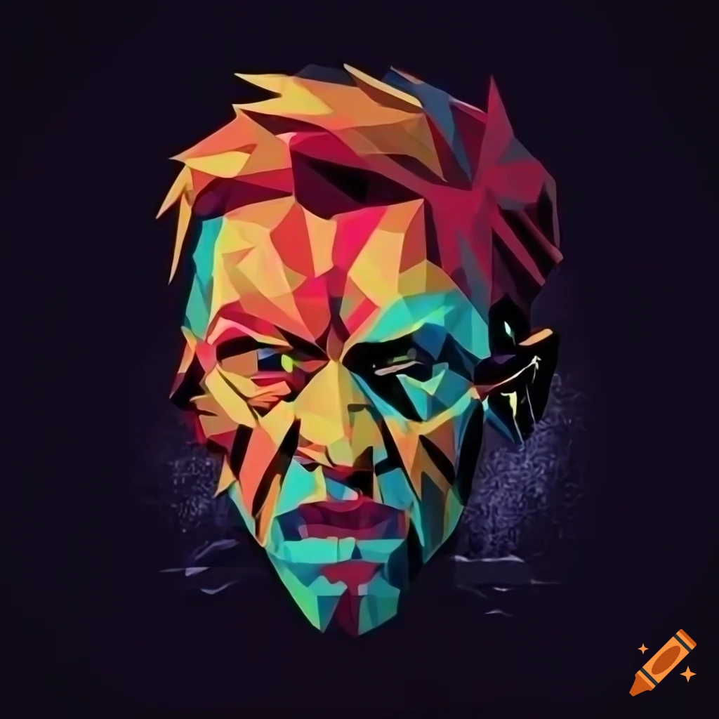 Polygon portrait of a 1990 retro style super villain monster on Craiyon