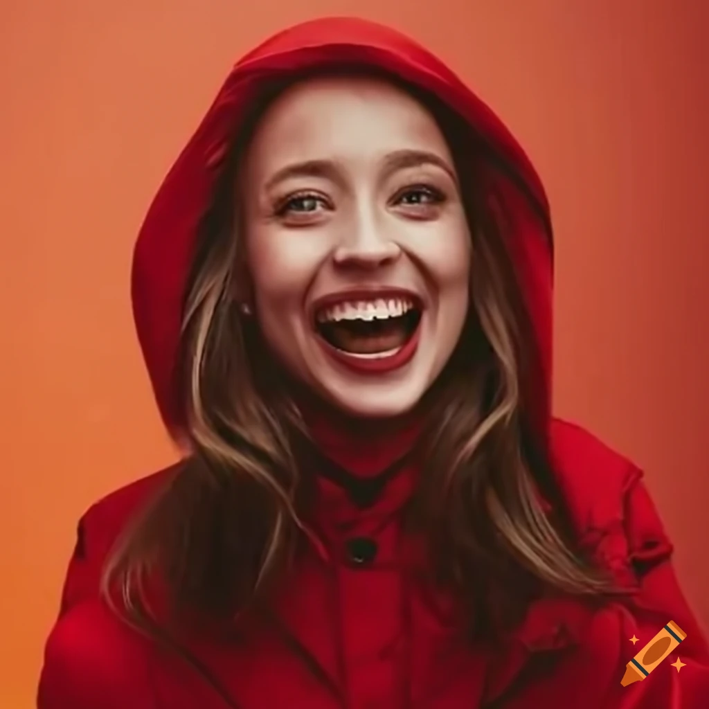 Person in red coat smiling on Craiyon