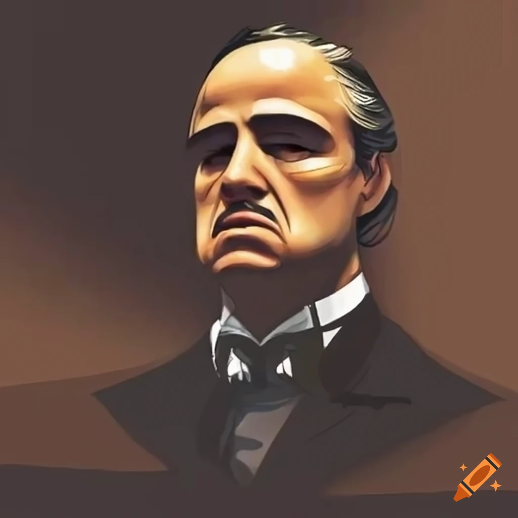 Cartoon depiction of the eyes of the godfather on Craiyon