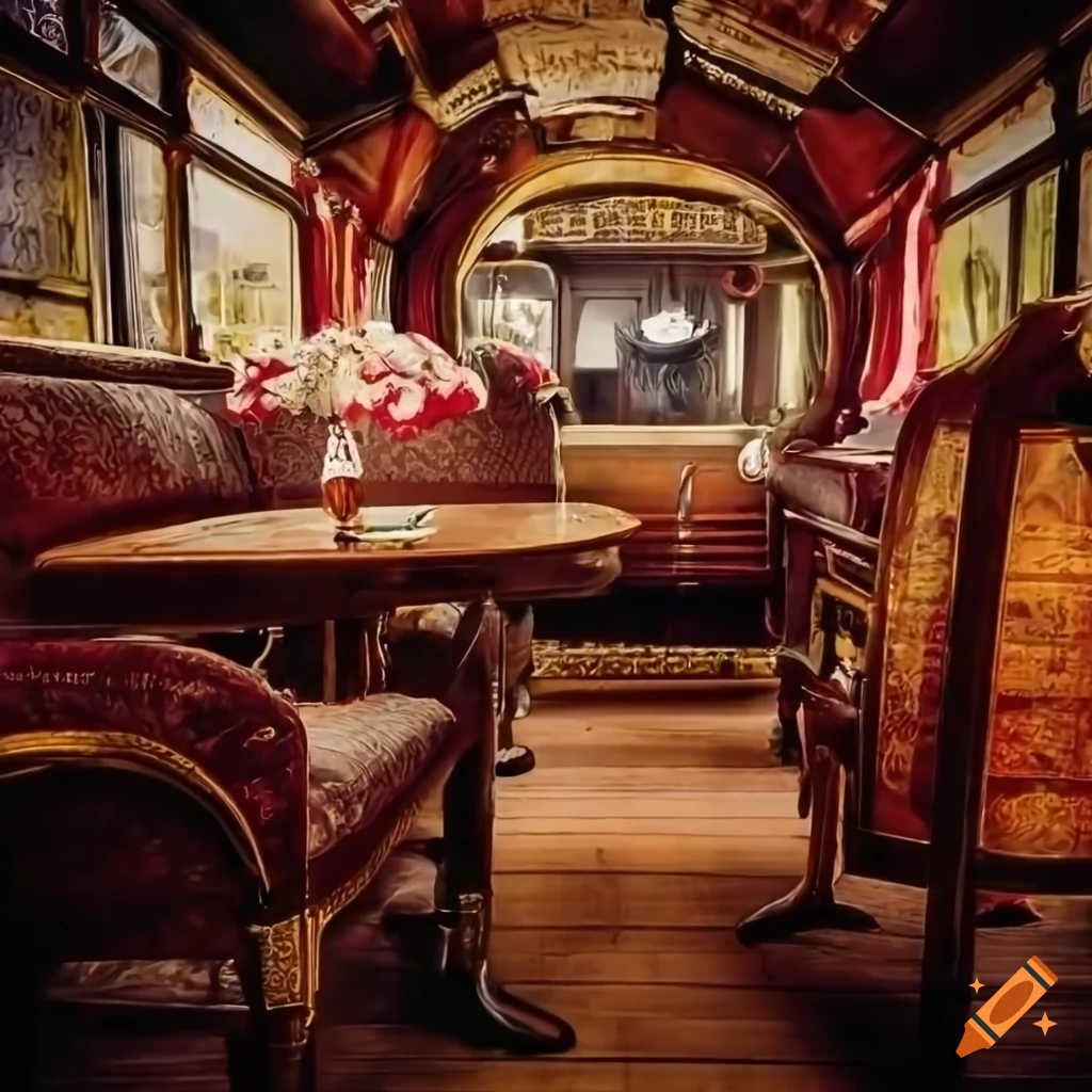 Luxurious vintage bus interior with cigar smoke ambiance on Craiyon