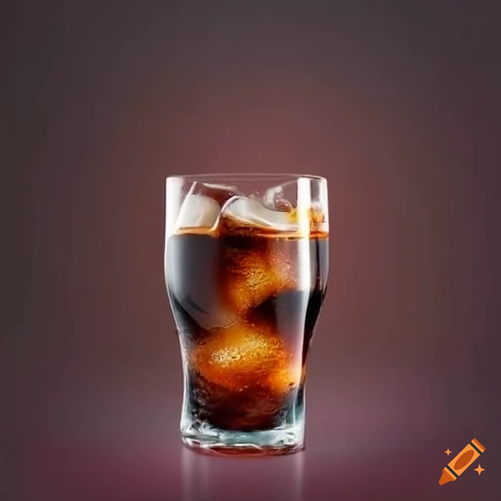 Glass of cola with ice on a white background on Craiyon